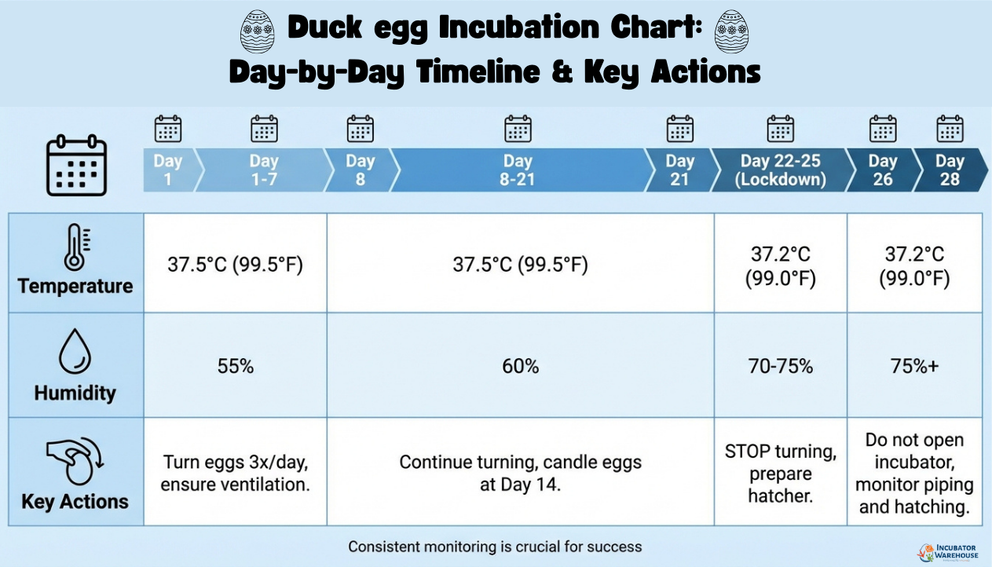 Duck Egg Incubation: Temp, Humidity | Incubator Warehouse